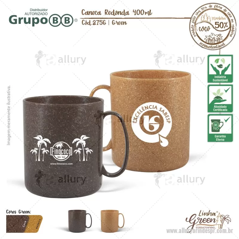 Caneca Redonda 400ml - Linha Green Personalizada - ALLPRZ275G - Caneca ...